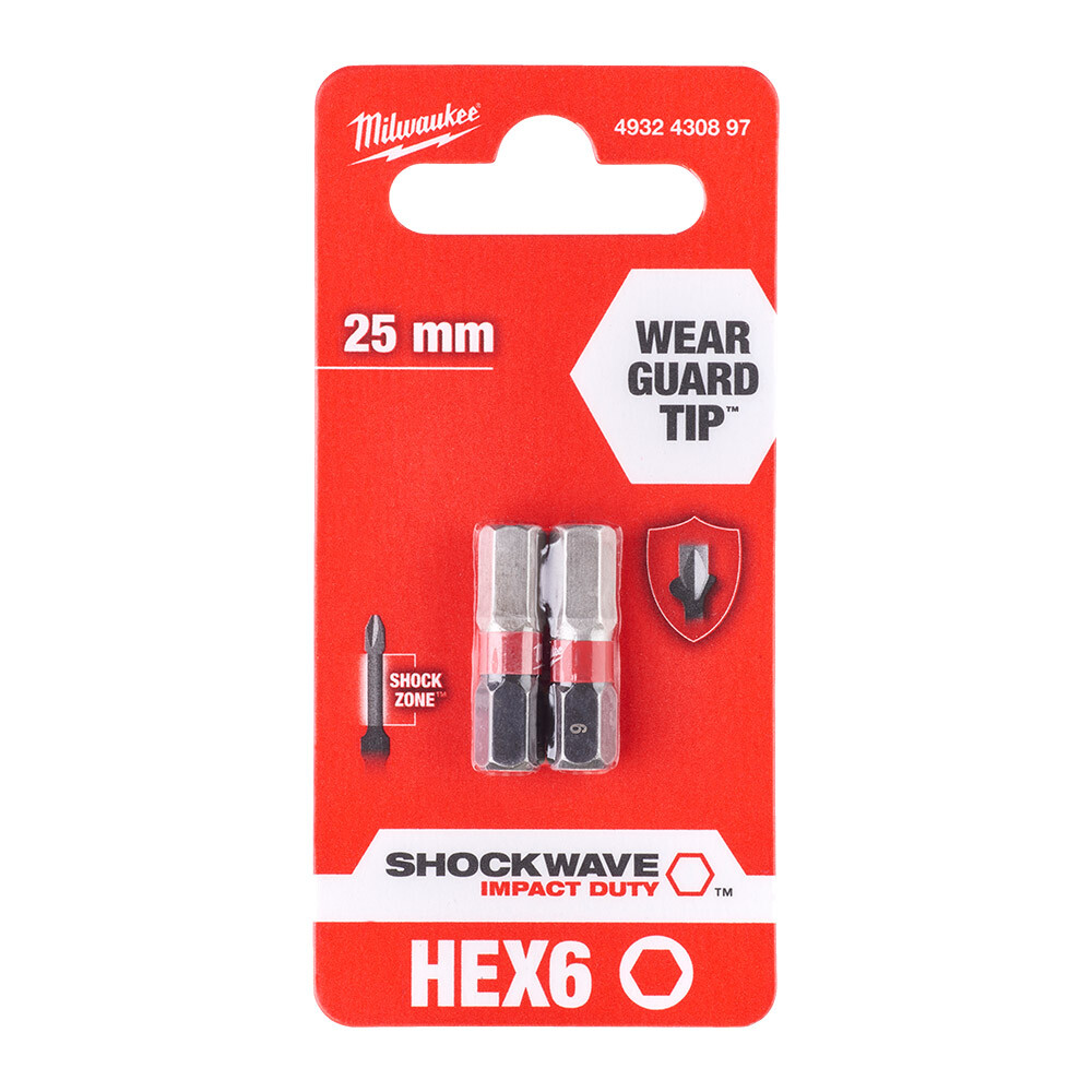 HEX6 mm 25 mm Shockwave İmpact Bits Uç - 2'li | CDTMilwaukee