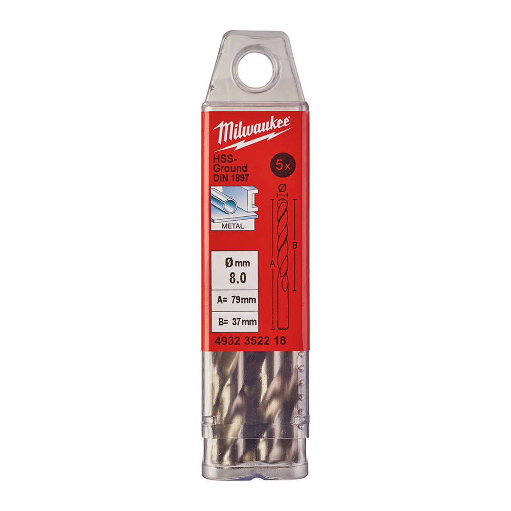8,0x79 mm HSS-G Kısa Seri Metal Matkap Ucu 5'li | CDTMilwaukee